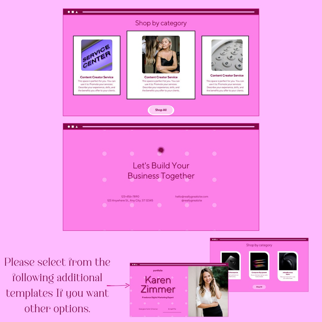 Pink Portfolio Template | Canva Template, Website Creator,content ...
