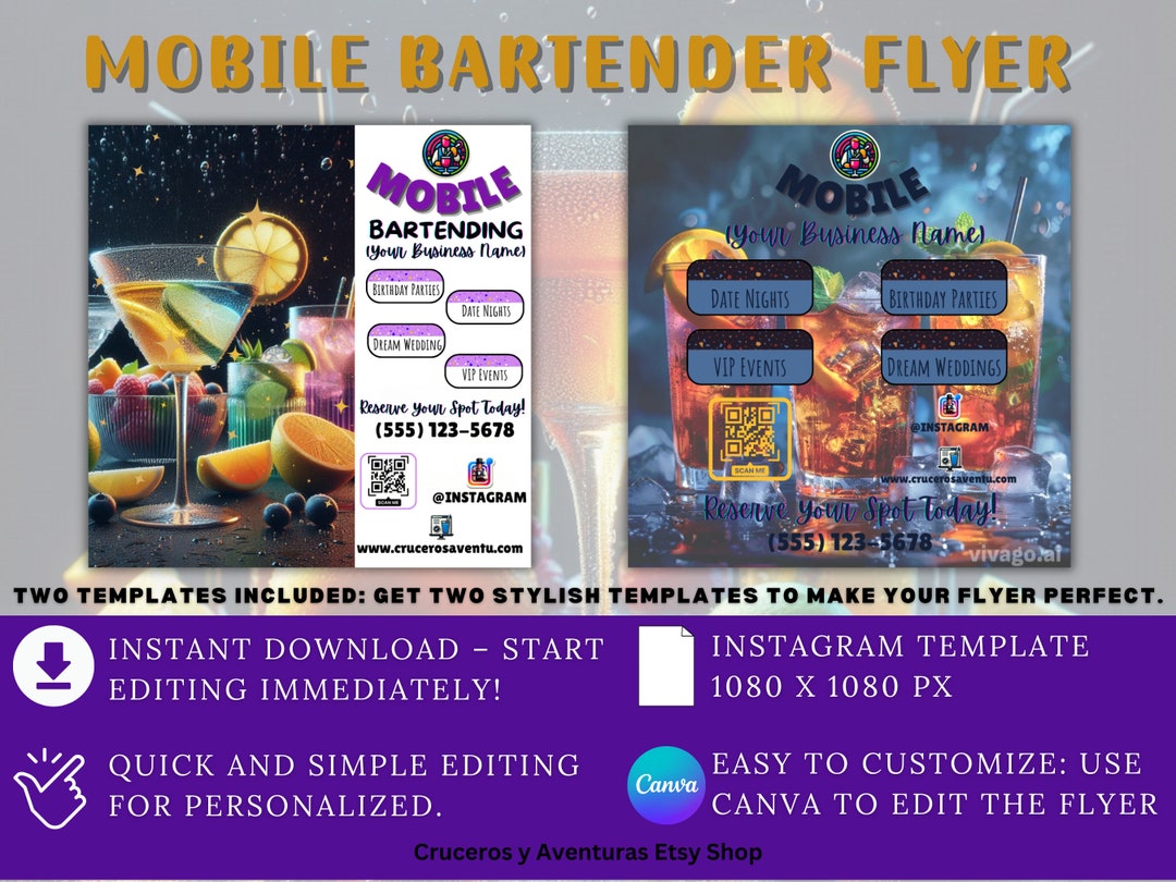 Bartender Flyer, Bartending Flyer,editable Flyer, Event Flyer,flyer ...