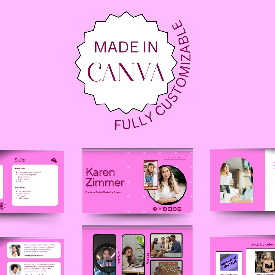 Pink Portfolio Template | Canva Template, Website Creator,content ...