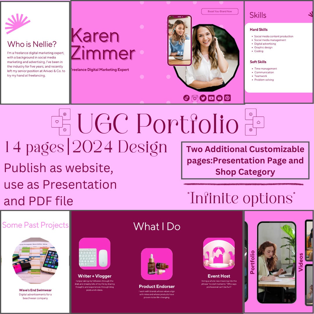 Pink Portfolio Template | Canva Template, Website Creator,content ...