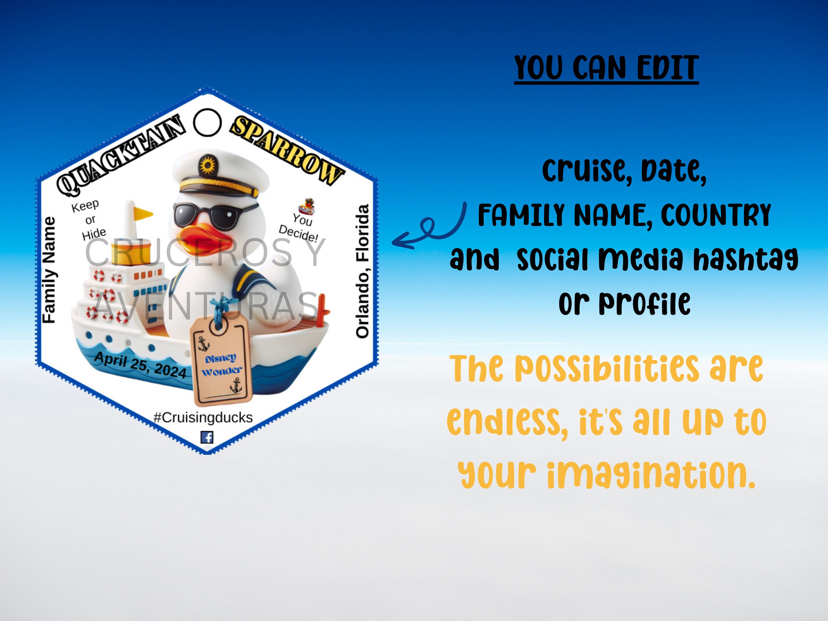 Cruising Duck Tags for Captain Cruisers, Printable Rubber Duck Tag ...