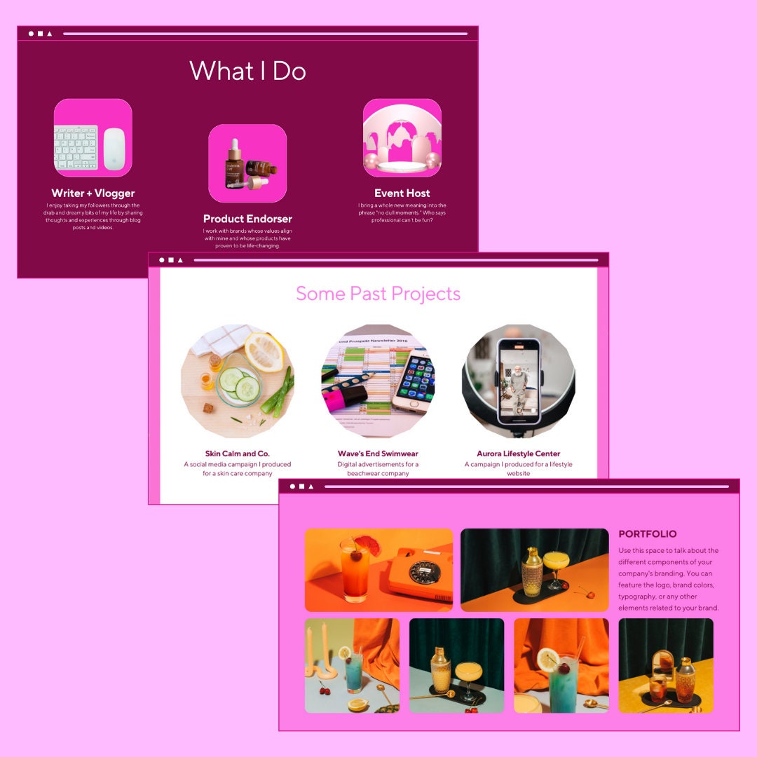 Pink Portfolio Template | Canva Template, Website Creator,content ...