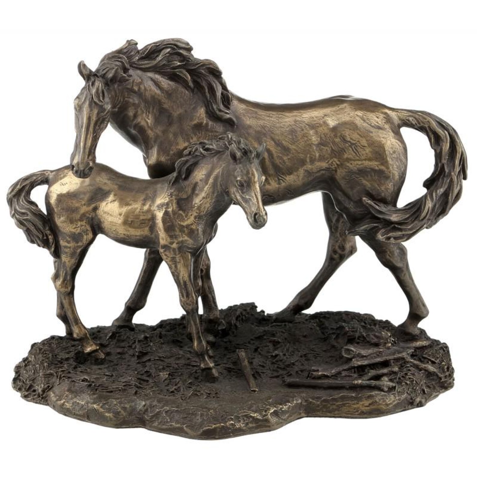 Mare and Foal Artistic Horse Sculpture - Touching Figurine of Horses ...