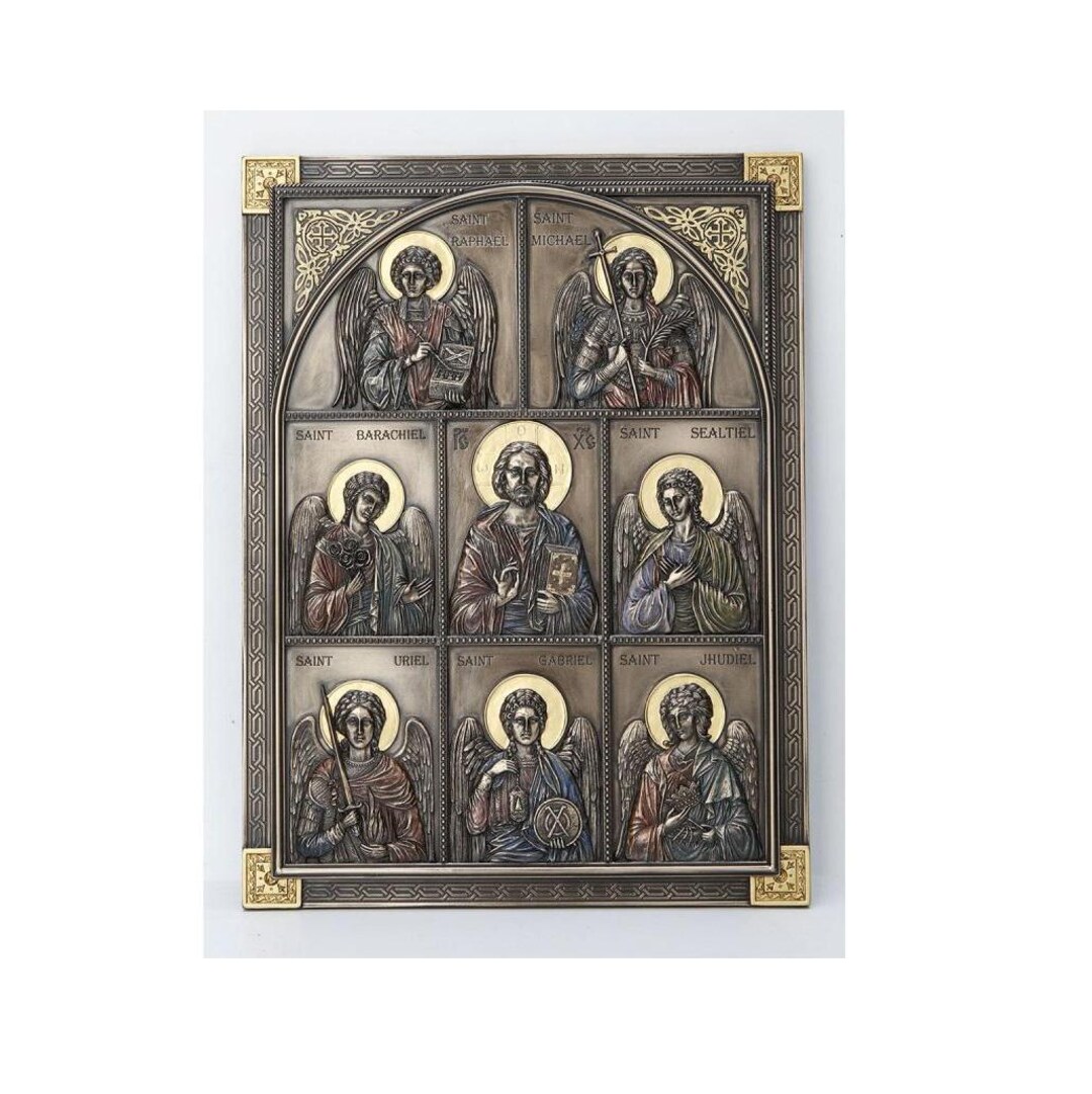 Icon With Jesus and Seven Archangels - Christian Art - Religious Wall ...