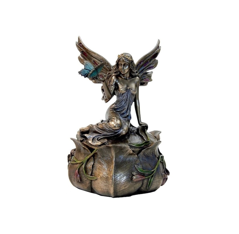 Box With a Winged Elf Holding a Butterfly - Artistic Jewelry Box - Art ...