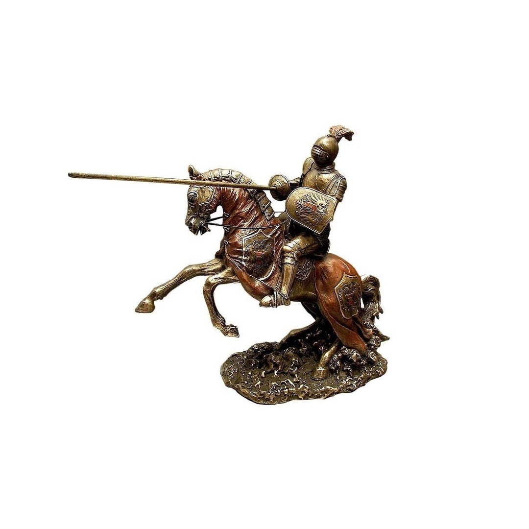 Knight in Armor With Lance on Horse - Armored Knight Statue - Medieval ...