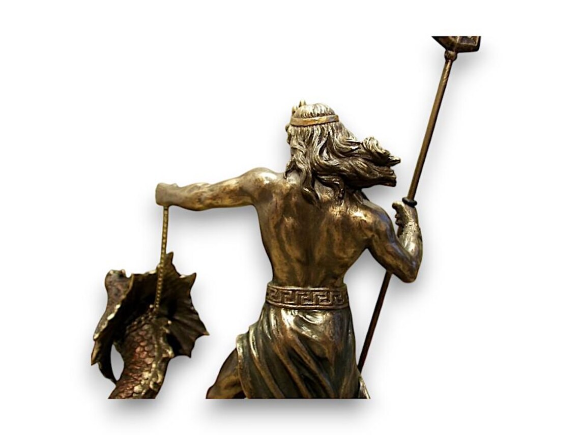Poseidon Taming Sea Monsters Sculpture - God of the Underwater World ...