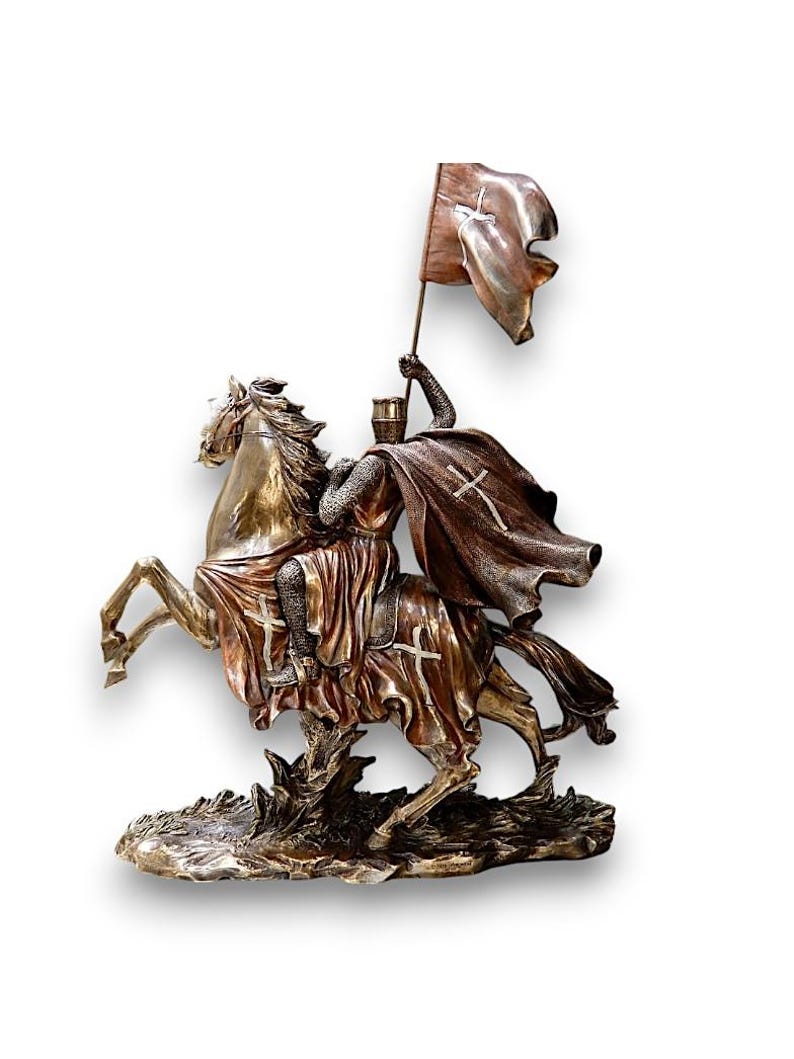 Knight Crusader With a Banner and Cross on Horseback in Gallop ...
