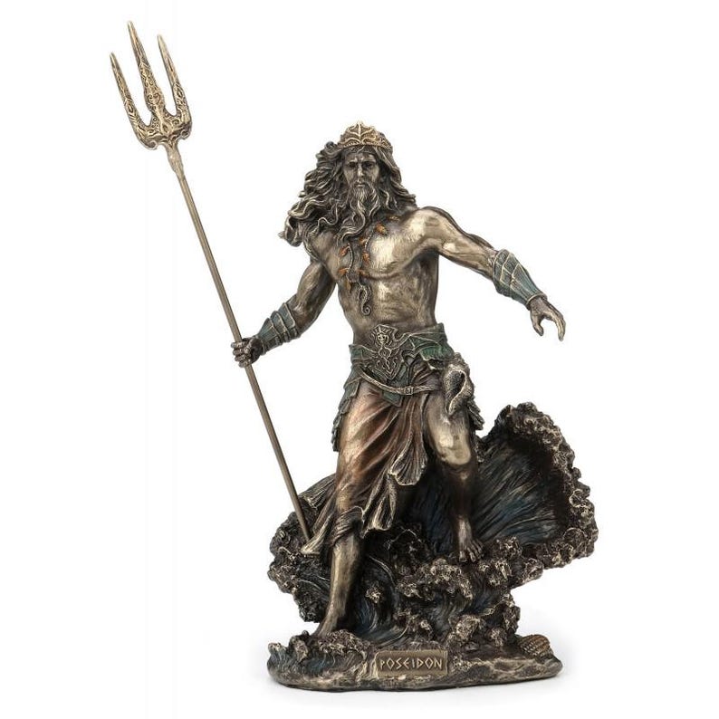 Poseidon With Trident Figurine - Greek God of the Seas and Oceans ...