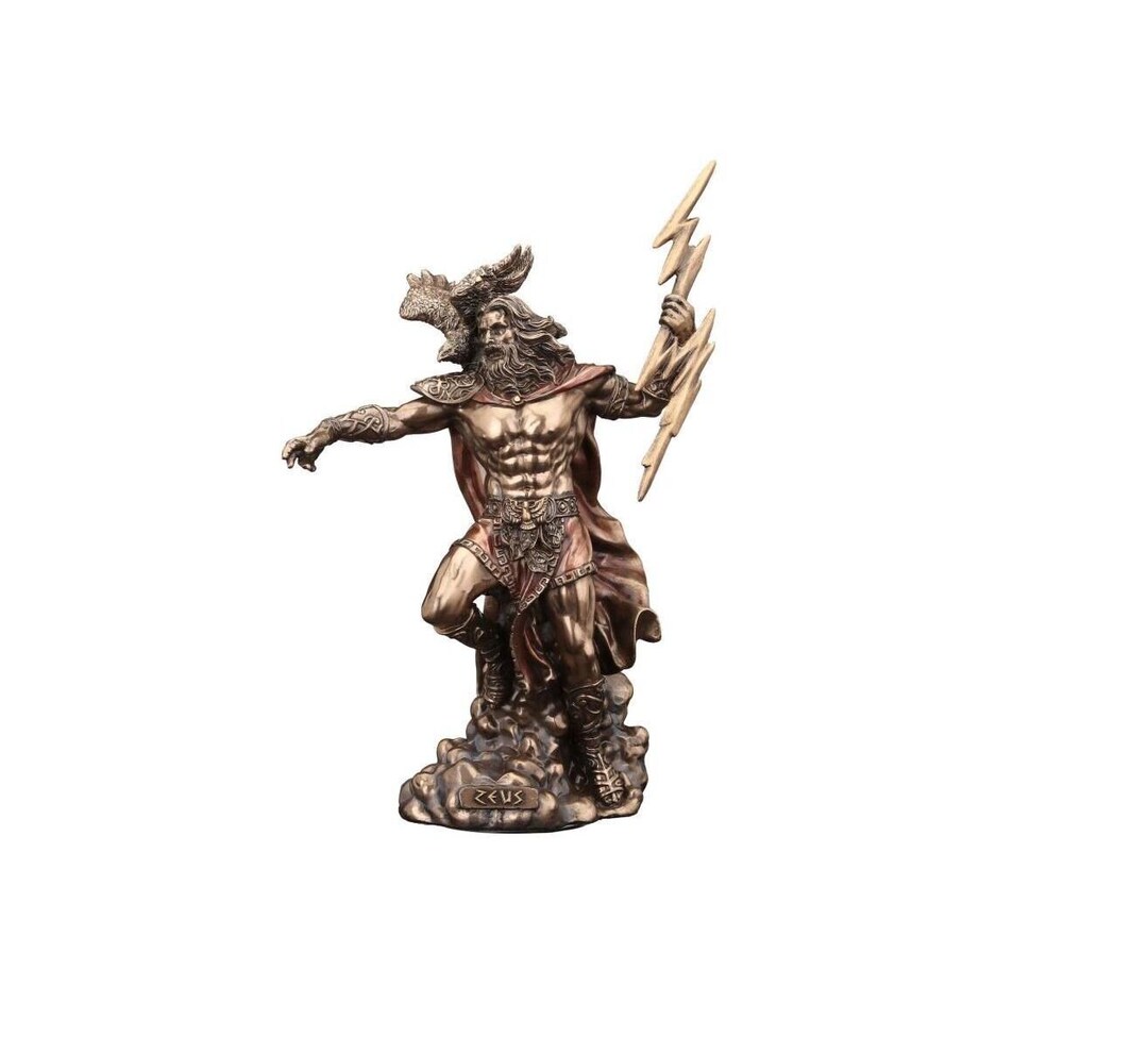 Zeus With Thunderbolt in Battle Statue - Ancient Greek Figurine ...