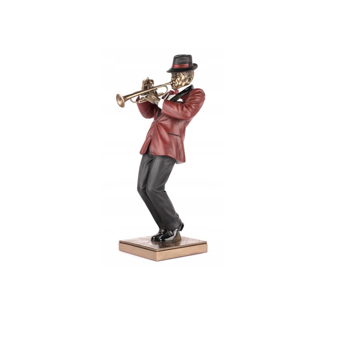 Jazz Trumpeter Figurine - Vintage Trumpet Sculpture - Elegant Music ...