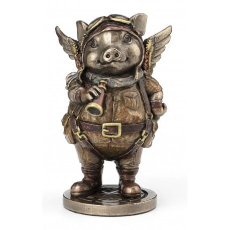 Steampunk Pig Airplane Pilot - Decoration Funny Figurine in Steampunk ...