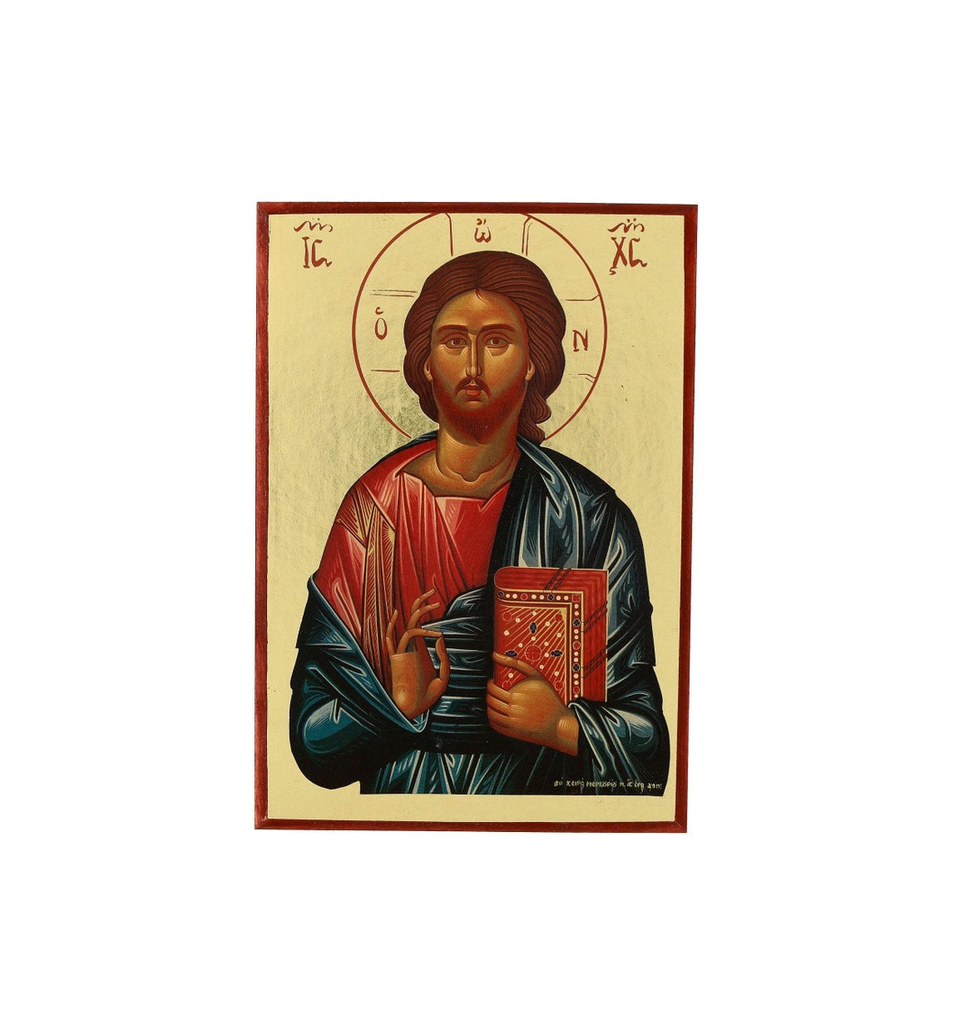 Icon of Christ Pantocrator With Book, Gold Background - Wooden ...