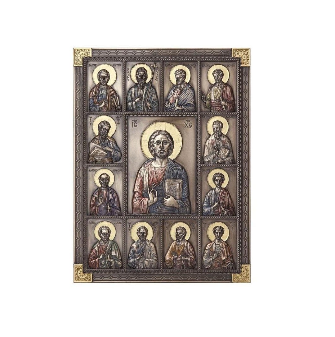Icon With Jesus and the Twelve Apostles - Christian Decoration Art ...