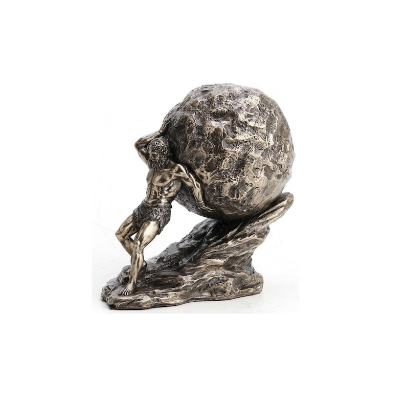 Sisyphus Rolling the Boulder Sculpture - Symbol of Suffering and ...
