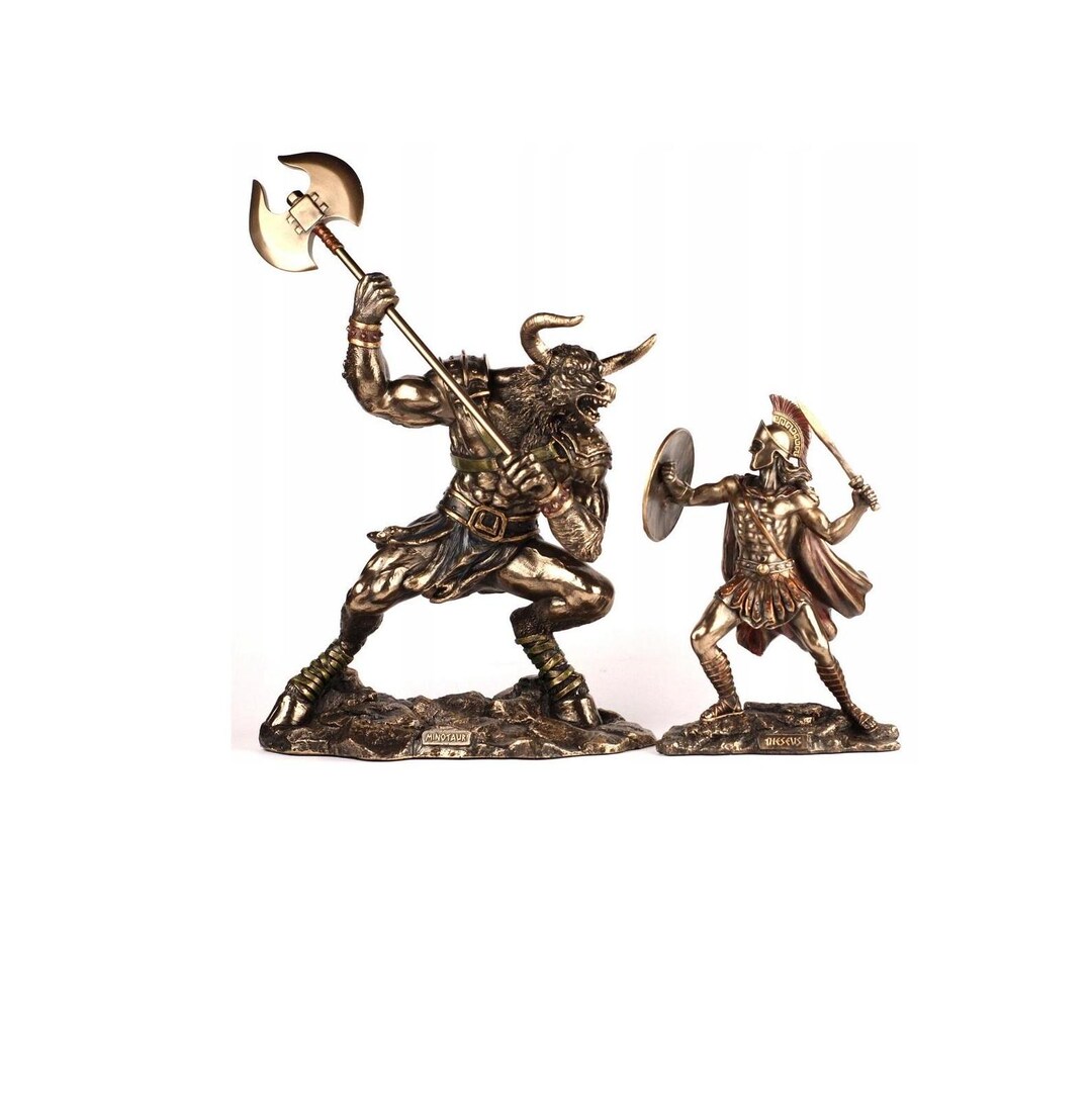 Theseus Fighting the Minotaur Statue - Two Figurines Symbolizing the ...