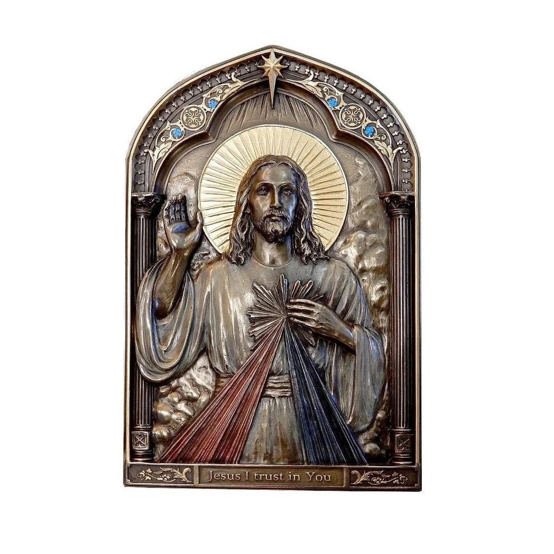Icon With Jesus Divine Mercy - Christian Desk Icon Home Decor - Prayer ...