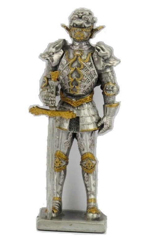Knight in Dragon Armor With a Sword Statue - Tin Soldier Decor - Knight ...