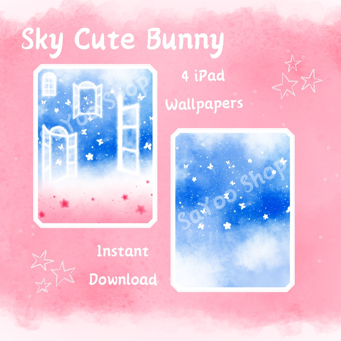 Sky Cute Bunny, Wallpapers for Ipad, Pink, Bleu, Cloudy Sky, Ios 4 ...