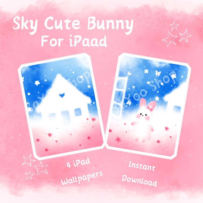 Sky Cute Bunny, Wallpapers for Ipad, Pink, Bleu, Cloudy Sky, Ios 4 ...
