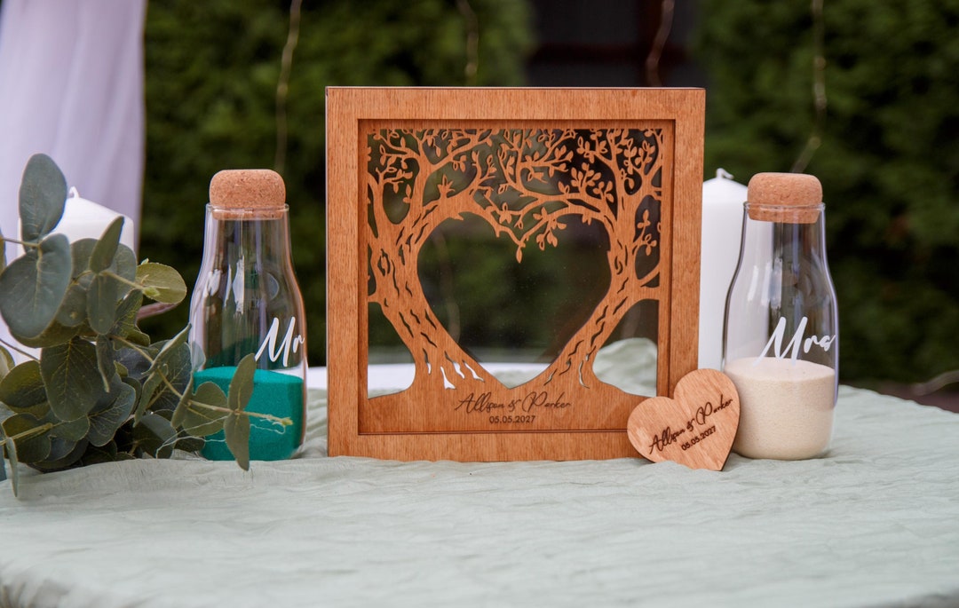 Unity Wedding Sand Set With Family Tree,initials and Date,wood and ...