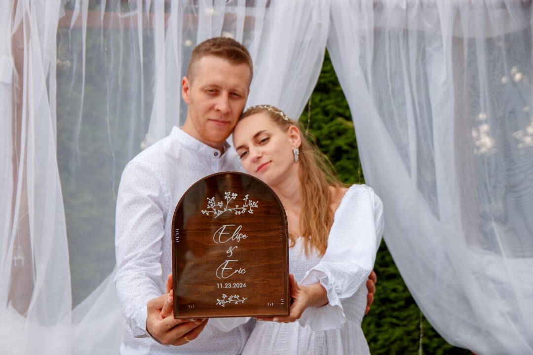 Boho Custom Wooden Collapsible Arch Box for Wedding Envelopes With ...