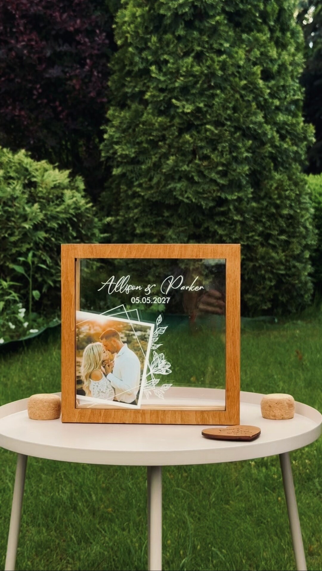 Personalized Unity Ceremony Frame for Wedding Sand With Photo, Wood and ...