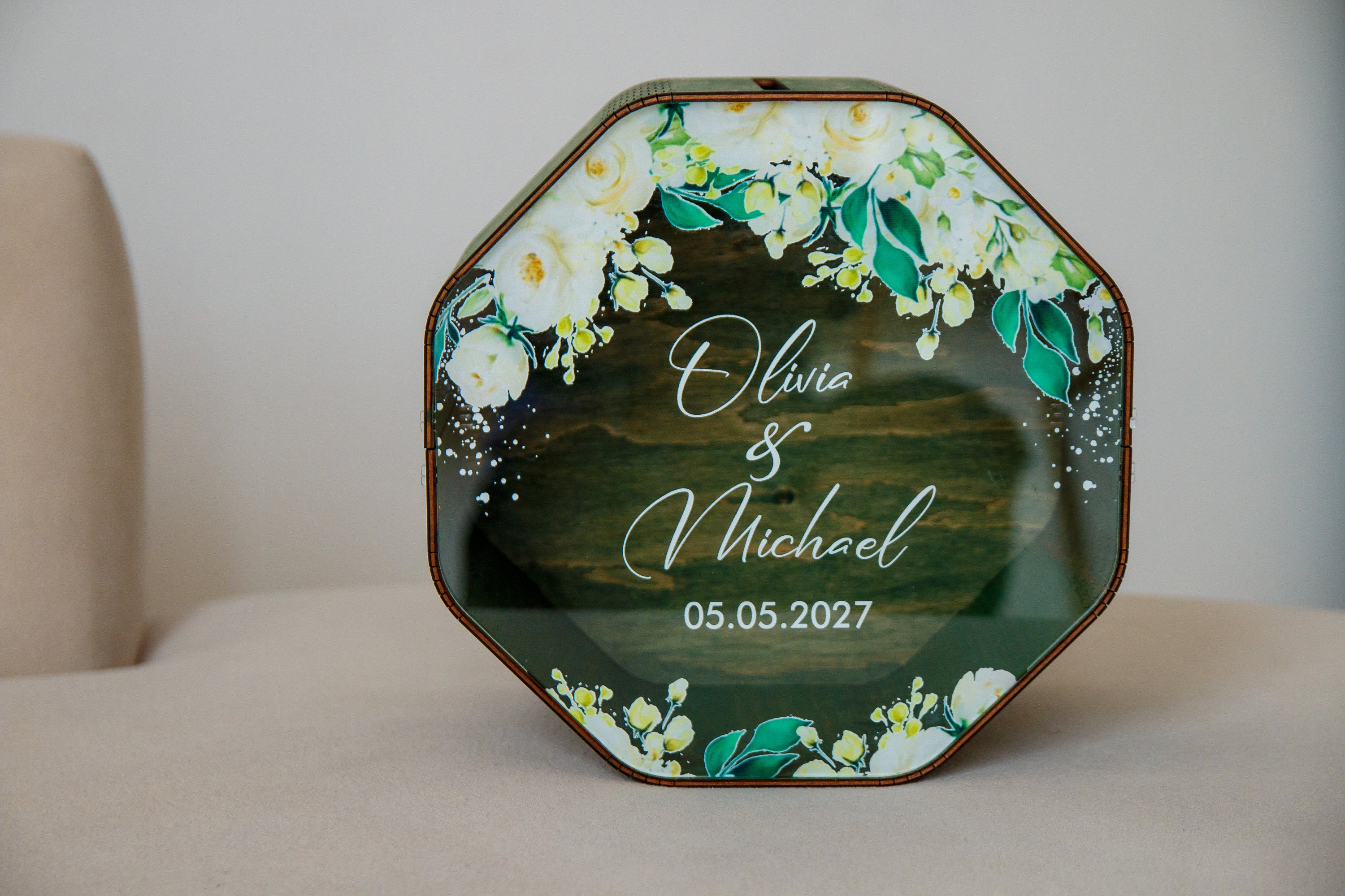 Wedding Card Box With Slot, Classic Wedding Style, Wood and Glass ...
