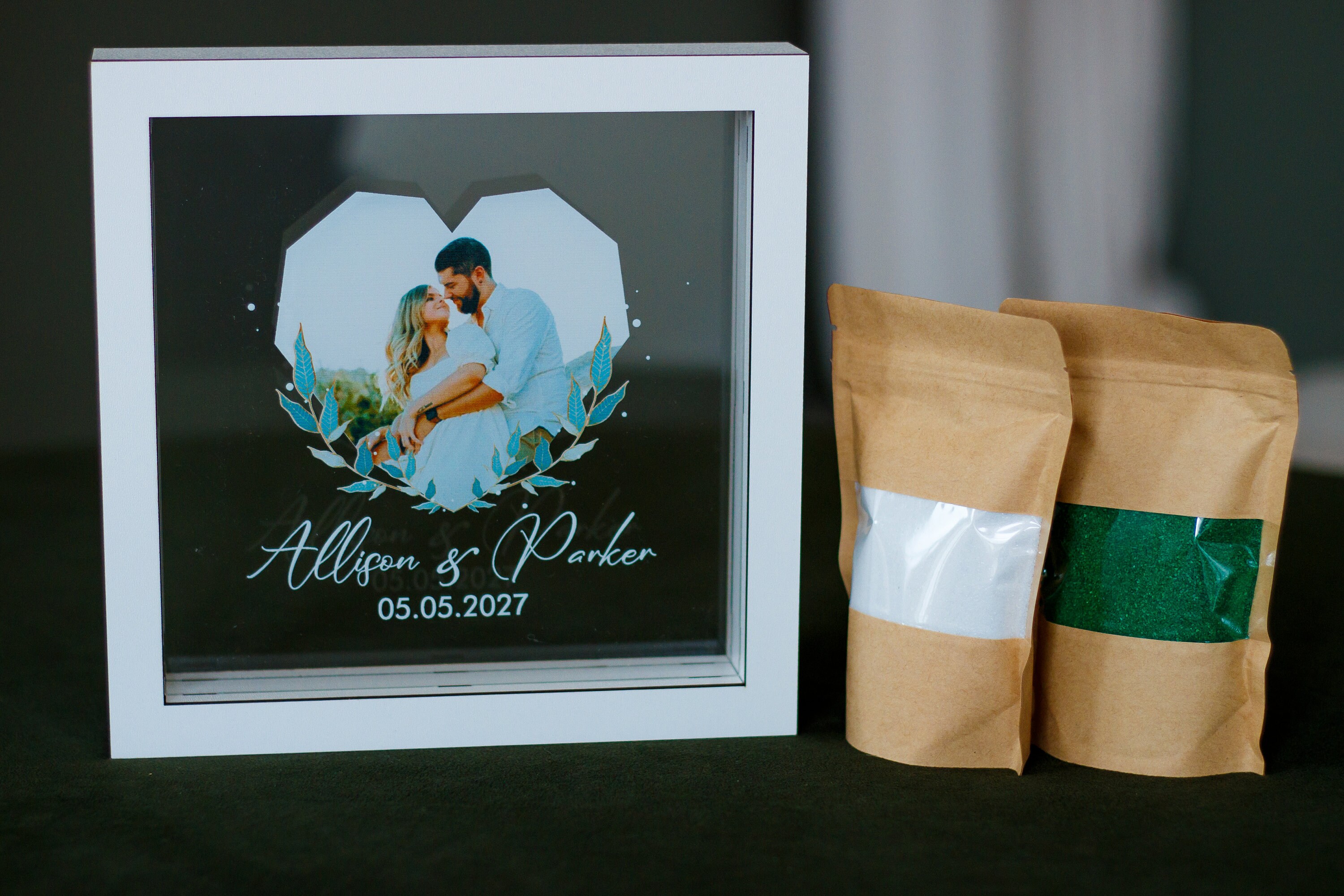 Personalized Unity Ceremony Frame for Wedding Sand With Photo, Wood and ...