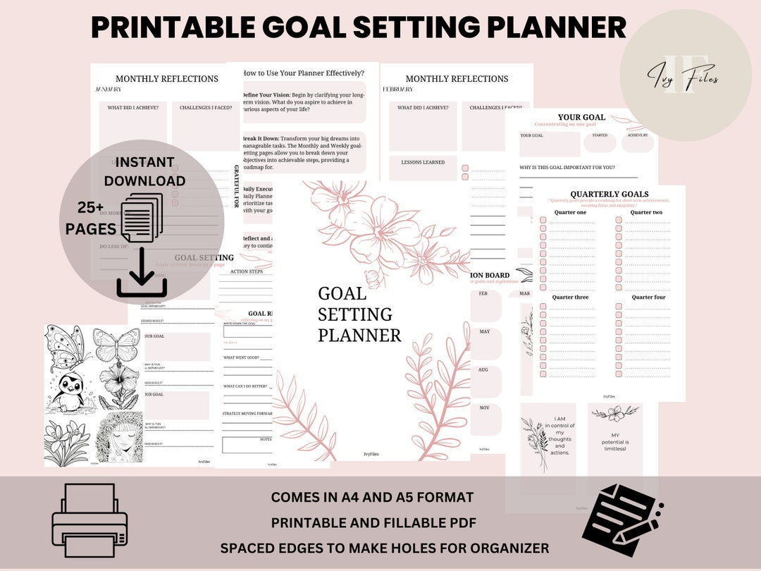 Goal Setting and Achievement Planner, Goal Planner With Monthly ...