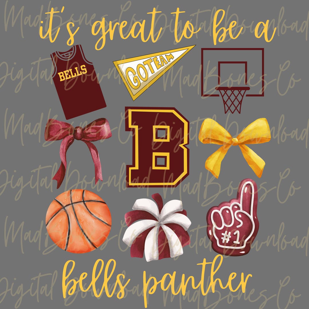 Bells Panthers Basketball Coquette PNG Digital Download - Etsy