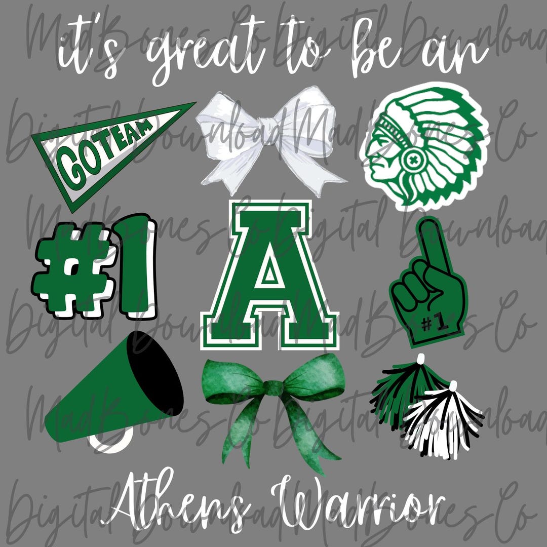 Athens High School Warriors Green and White PNG, Digital Download ...