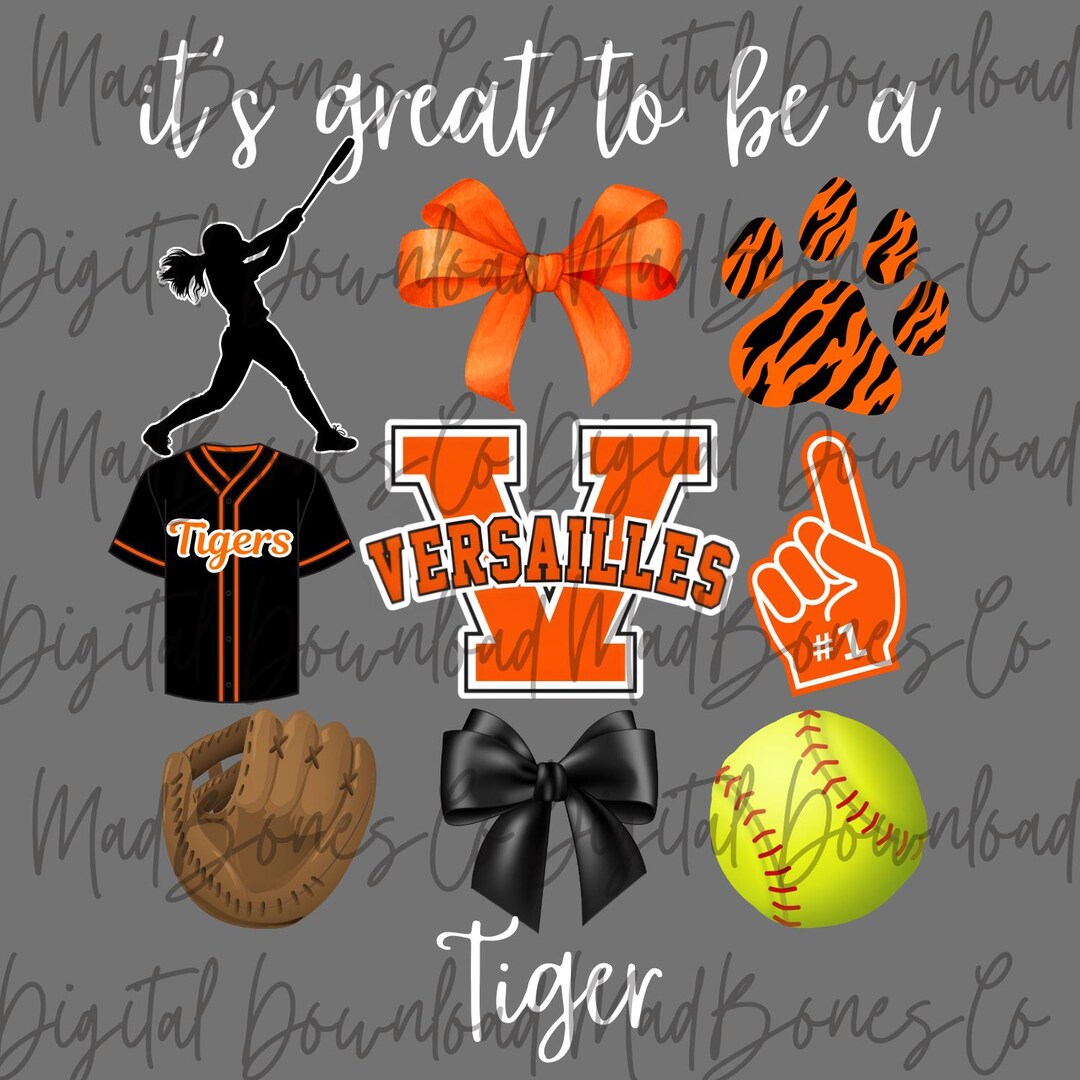 Versailles Tigers Softball PNG, Digital Download, Black and Orange ...