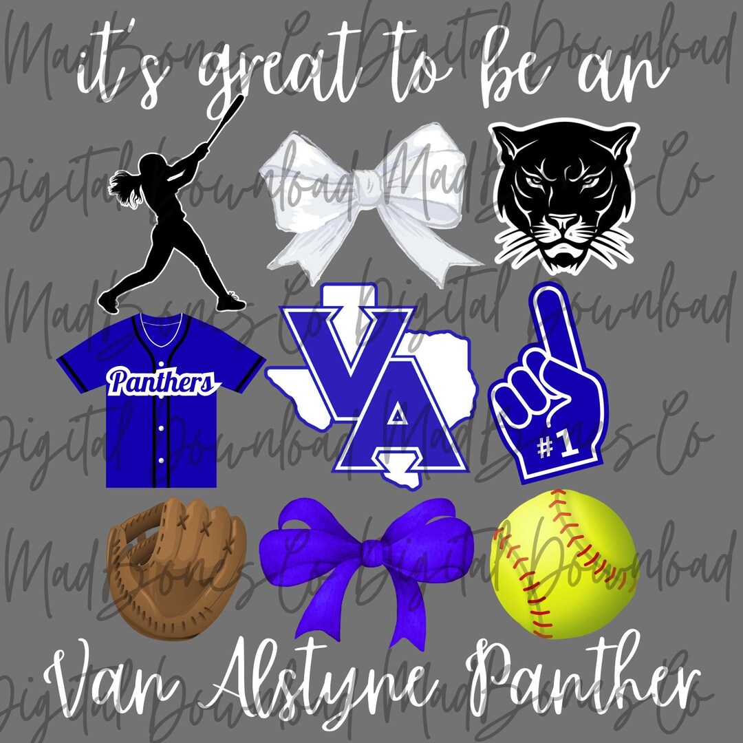 Van Alstyne Panthers Softball PNG, Royal Blue and White Softball Design ...