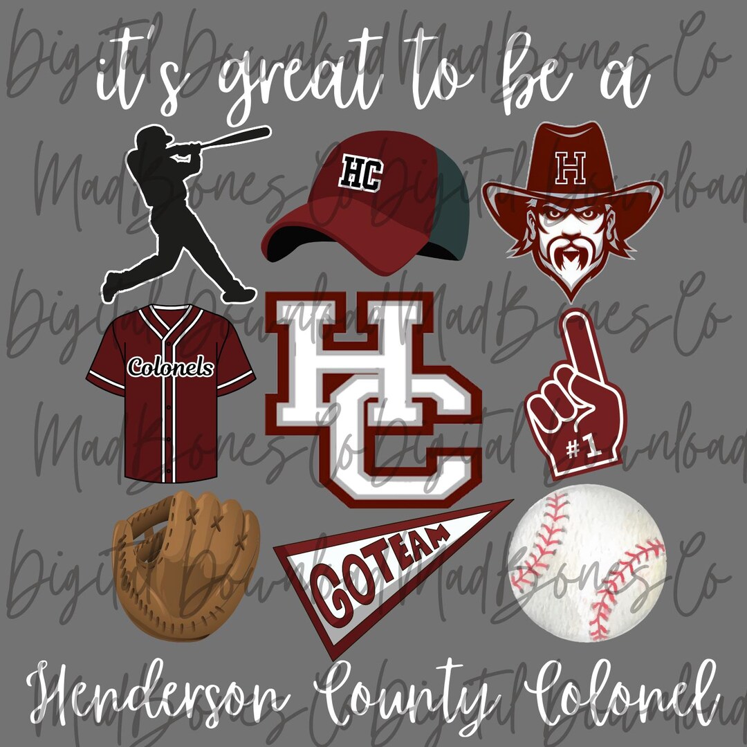 Henderson County Colonel Baseball PNG Digital Download, Maroon and ...