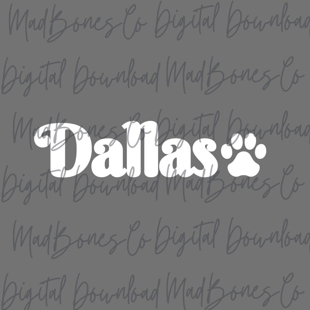 Dallas White Font With Paw PNG - Etsy