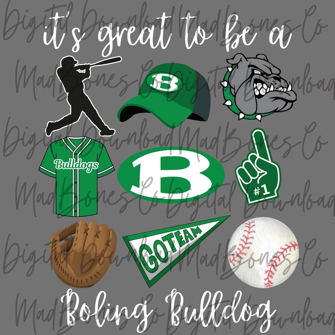 Boling Bulldog Baseball PNG, Digital Download, Green and White Bulldog ...