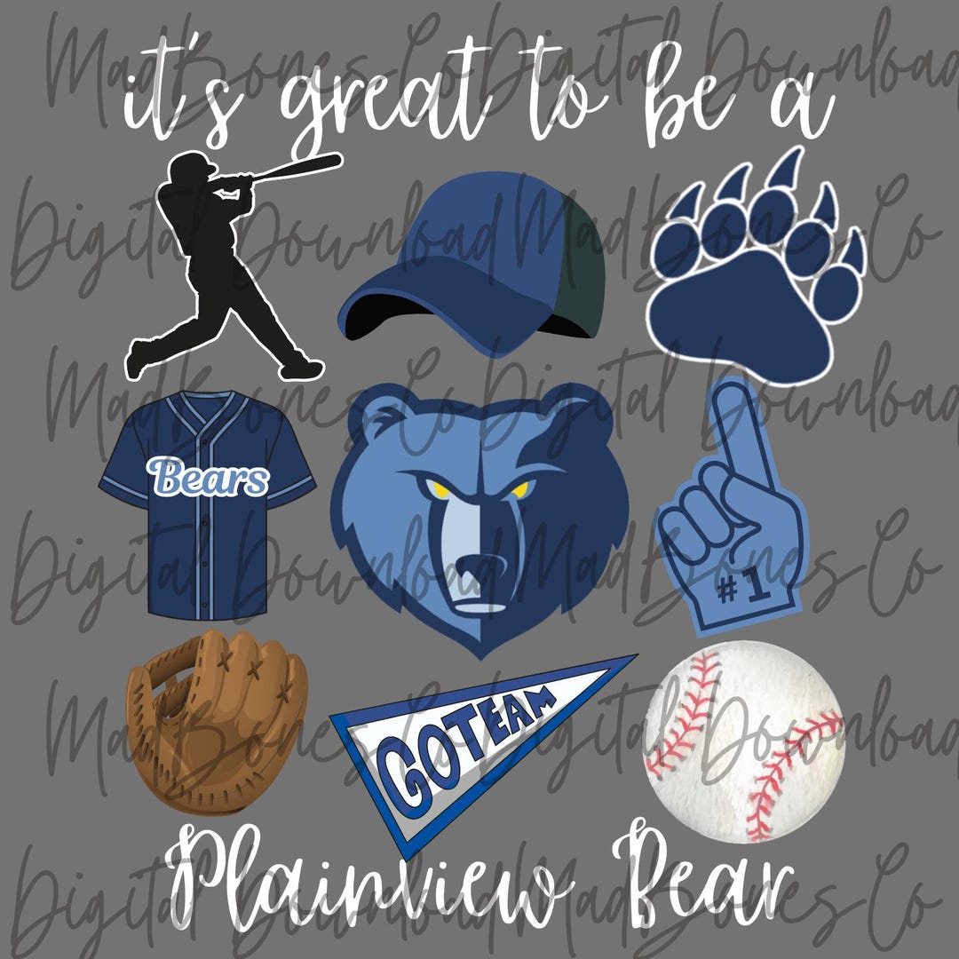 Plainview Bears Baseball PNG, Digital Download, Blue Bears School ...