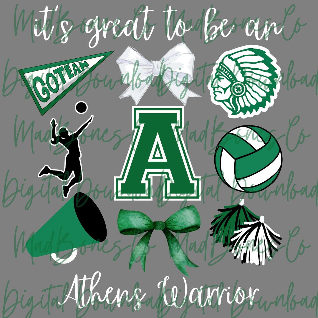 Athens Warriors Volleyball PNG, Digital Download, Green and White ...