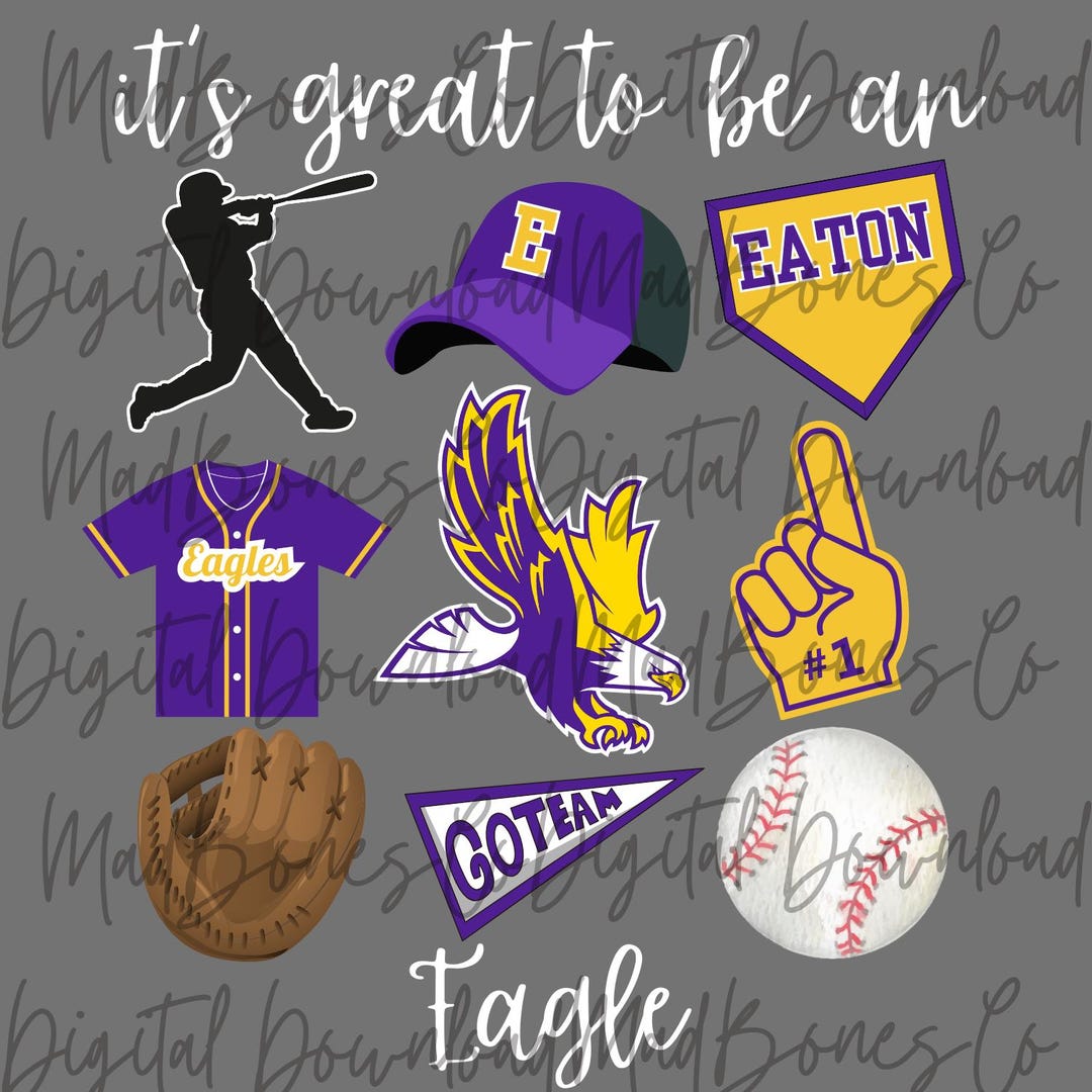 Eaton Eagles Baseball PNG, Digital Downloads, Purple and Yellow Eagles ...