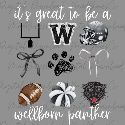 Wellborn Panthers Coquette PNG, Black and White Panthers PNG, Front and ...