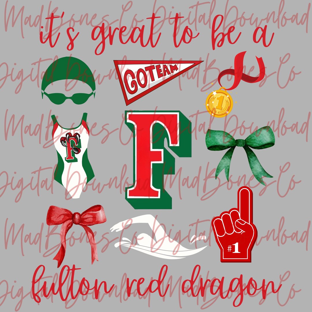 Fulton Red Dragon Coquette Swim Team PNG Digital Download - Etsy