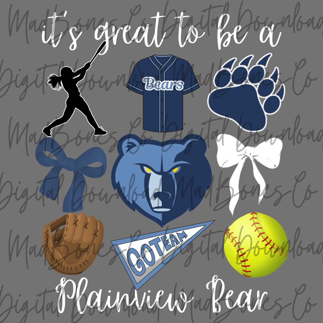 Plainview Bears Softball PNG, Digital Download, Blue Bears School ...