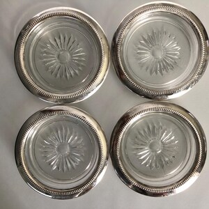 Silver Plated Glass Coasters Set of 4 - Etsy