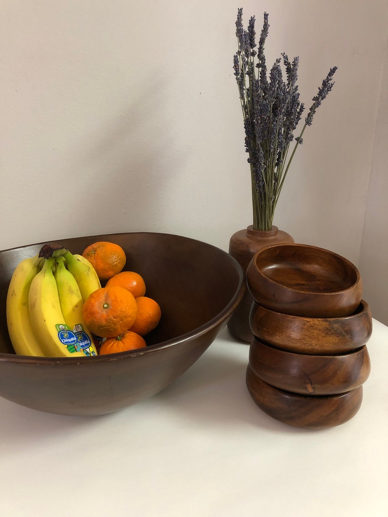 Vintage Hand-crafted Monkey Pod Wood Bowls - Etsy