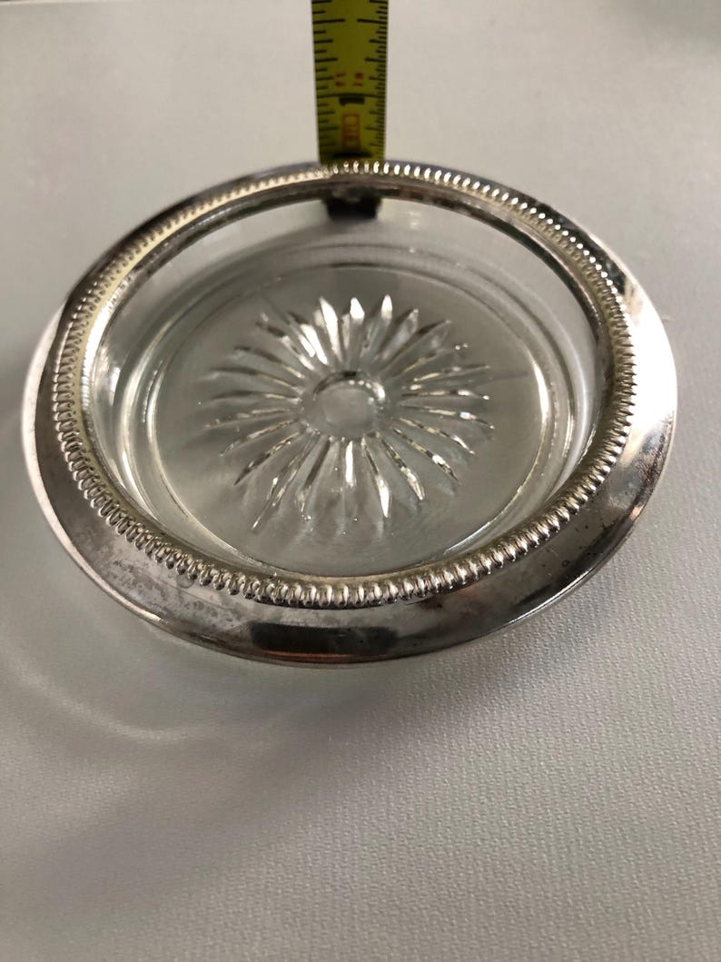Silver Plated Glass Coasters Set of 4 - Etsy