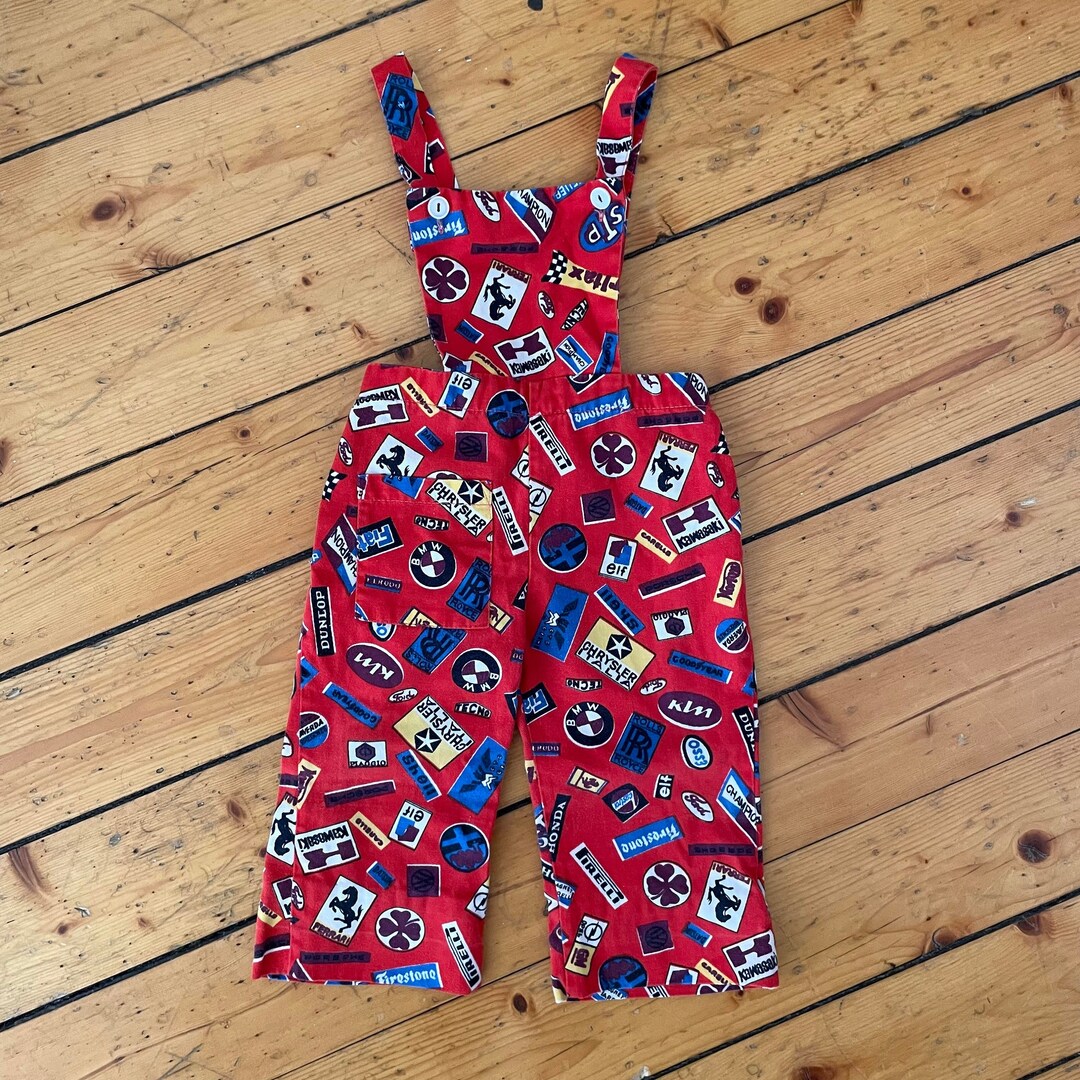 Vintage Kid's Red Overalls, Racing Car Logos, 6-12M - Etsy