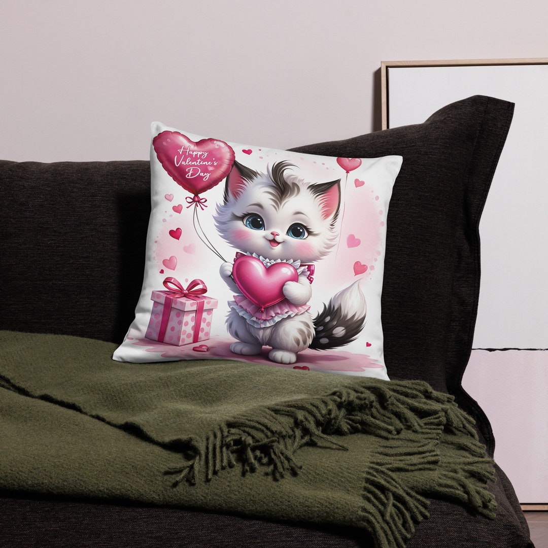 Basic Pillow, Cute Kitten Romantic Love - Etsy