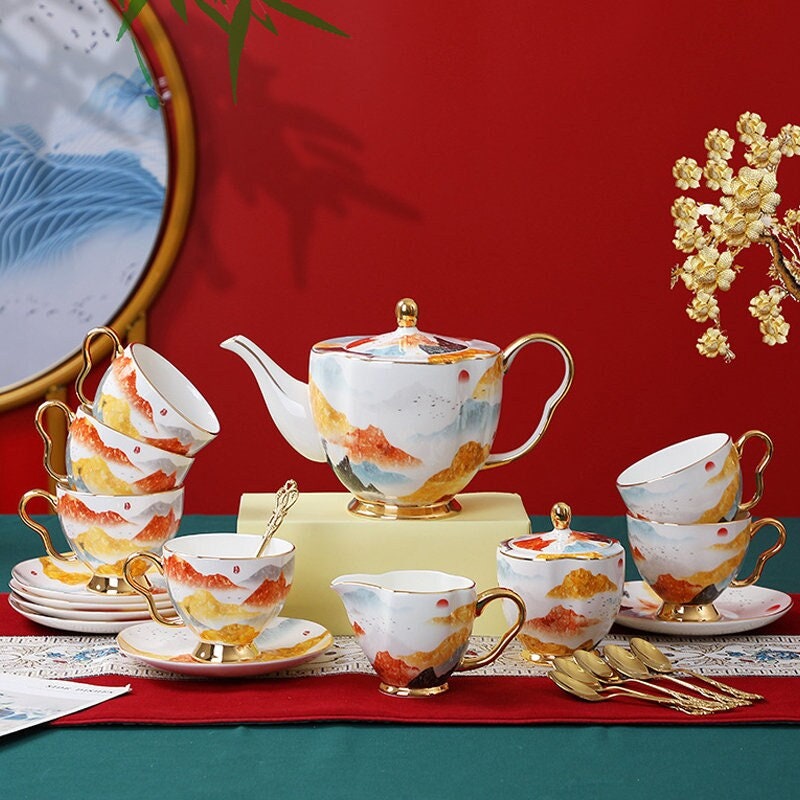 Ceramic Coffee Set Ceramic Floral Tea Set Handmade Ceramic Tea Set ...