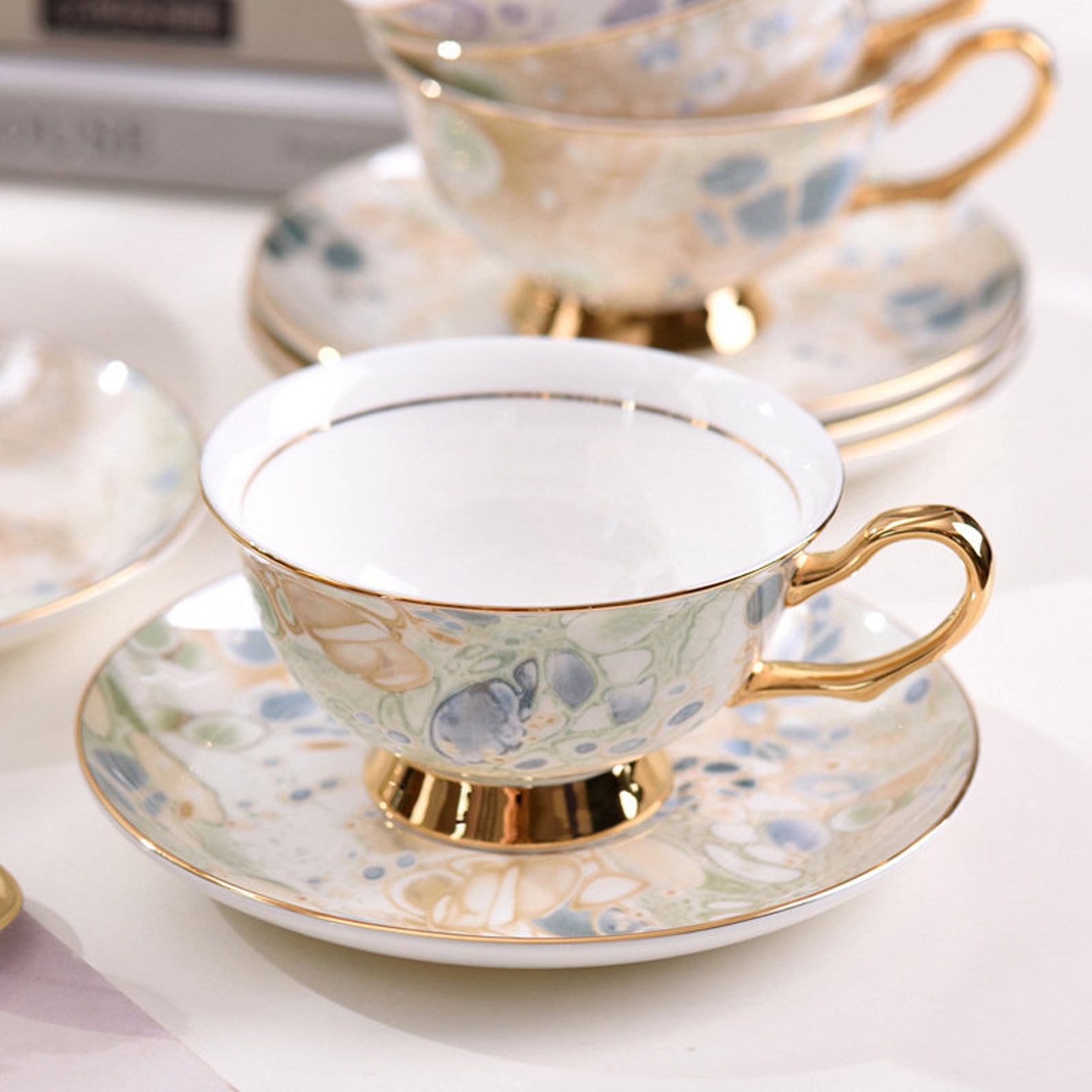 Handmade Ceramic Coffee Cups and Saucers High-end Exquisite Ceramic ...